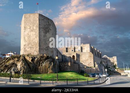 The Castle of Guzman El Bueno in Tarifa, Spain originally built as an ...