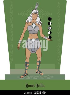 Illustration vector isolated of Inca, Mythical Gods, Manco Capac y Mama ...