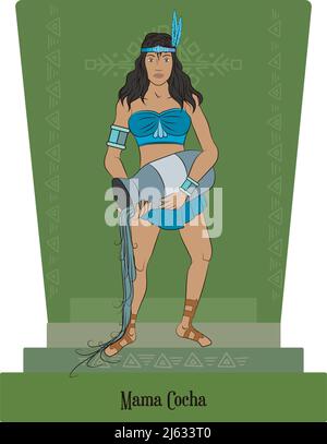 Illustration vector isolated of Inca, Mythical Gods, Manco Capac y Mama ...