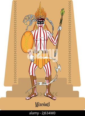 mictlantecuhtli mexican aztec god illustration background in vector ...