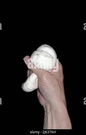 Production of Buffalo Mozzarella, Mozzarella di Bufala, made by hand ...
