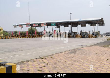 Toll plaze in India. Fast tag toll plaza vehicles in queue. National ...