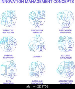 Innovation creation linear icons set. Ideation, Creativity, Invention, Imagination ...