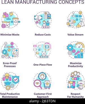 Value stream line icons collection. Efficiency, Flow, Optimization ...