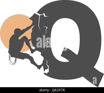 Rock climber climbing letter W illustration template Stock Vector Image ...