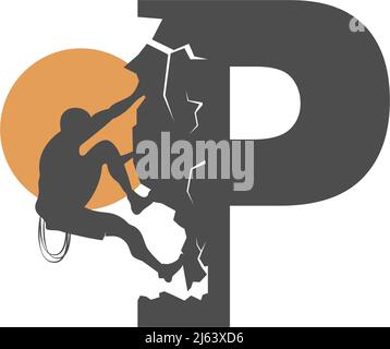 Rock climber climbing letter A illustration template Stock Vector Image ...