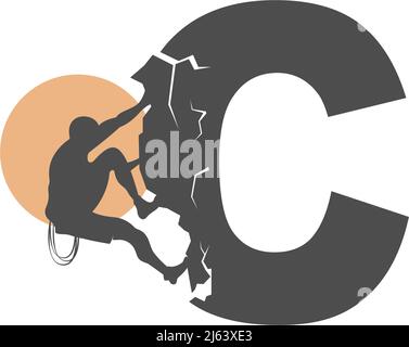 Rock climber climbing letter V illustration template Stock Vector Image ...