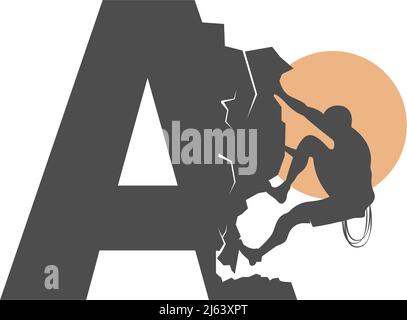 Rock climber climbing letter K illustration template Stock Vector Image ...