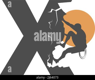 Rock climber climbing letter W illustration template Stock Vector Image ...