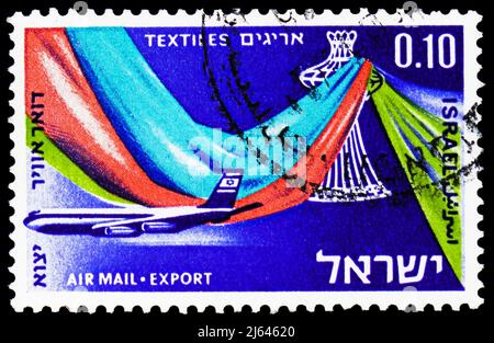 ISRAEL - CIRCA 1968: stamp printed by Israel, shows Boeing 707 and ...