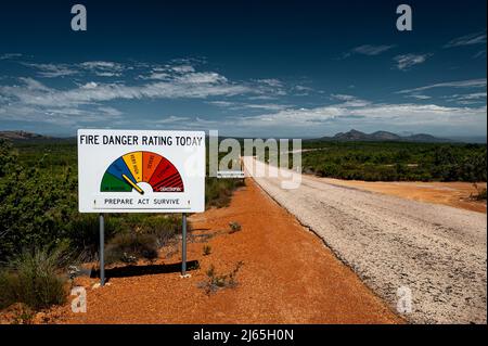 Roadside fire danger warning sign near Queenstown South Island New ...