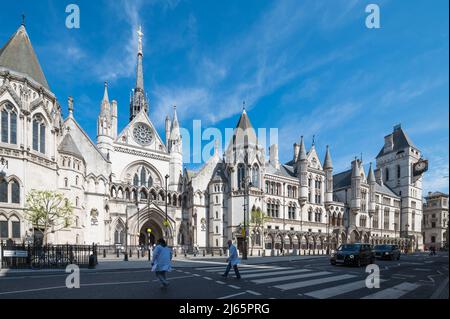 Main facade of the Royal Courts of Justice in Strand, London, England ...