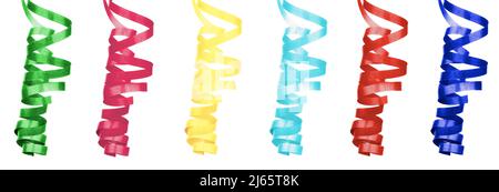 Red Curl Party Streamers Hanging Down Stock Photo - Alamy