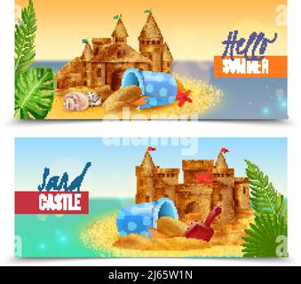 Sea coast graphic sand castle black white landscape sketch illustration ...