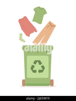 Textile recycling bin. Recycle and sustainable. Recycle symbol. Sort ...