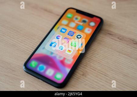 Kaliningrad, Russia - March 09, 2021: Icons of various social ...