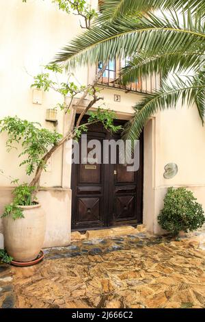 Finestrat old town Mediterranean houses, Costa Blanca, Spain Stock ...