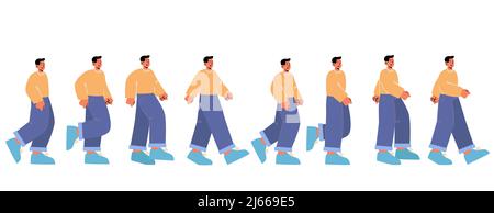 Male character walk cycle sequence, side view Stock Vector Image & Art ...