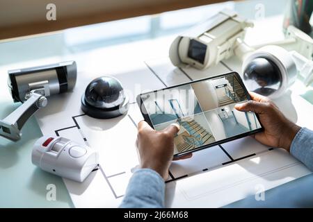 CCTV Security Alarm And Fire Surveillance On Tablet Stock Photo - Alamy