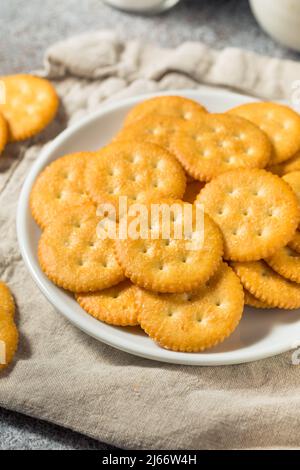 Salty Crispy Round Crackers Ready to Eat Stock Photo - Alamy