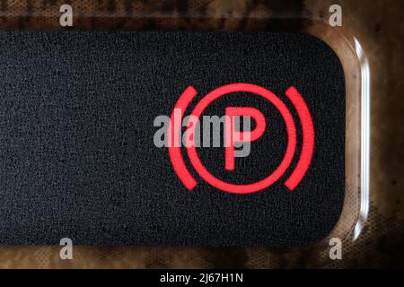 parking brake control light in car dashboard Stock Photo - Alamy
