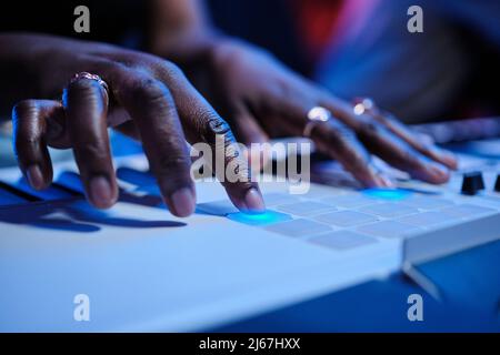 woman pressing digital buttons Stock Photo - Alamy
