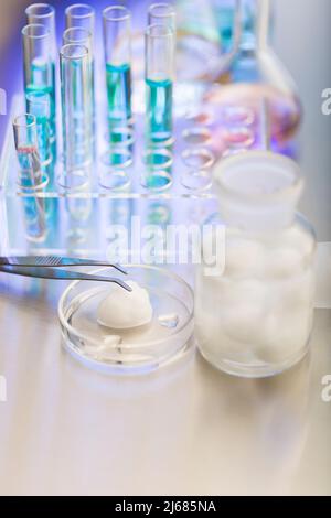 The main hue of white, disinfecting alcohol cotton balls - stock photo ...