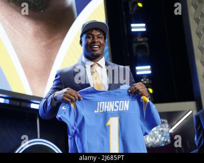 Los Angeles Chargers guard Zion Johnson (77) during organized team ...