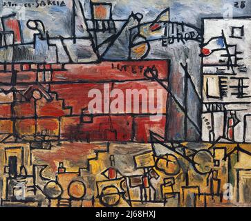 'Port gris au bateau rose' (1928) is a painting by Joaquín Torres ...