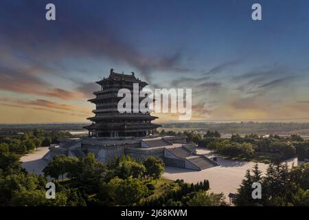 The ancient and modern China shanxi yuncheng Yellow River shore of ...