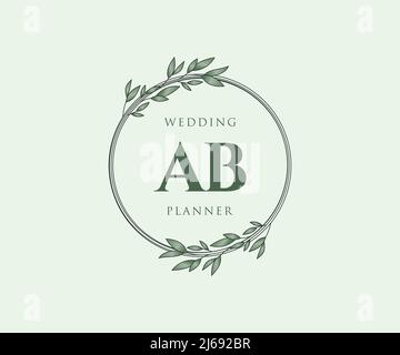 AB Initials letter Wedding monogram logos template, hand drawn modern ...