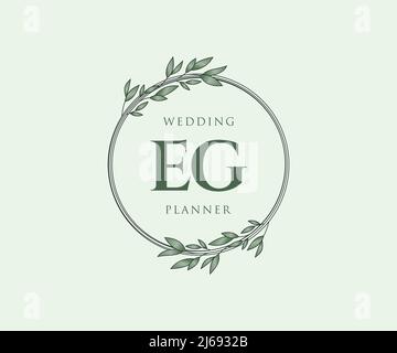 EG Initials letter Wedding monogram logos collection, hand drawn modern ...