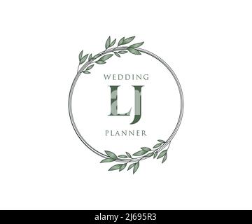LJ Initials letter Wedding monogram logos collection, hand drawn modern ...