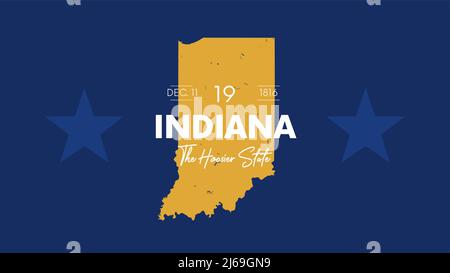 Indiana map. Us state poster with regions. Old grunge texture. Shape of ...