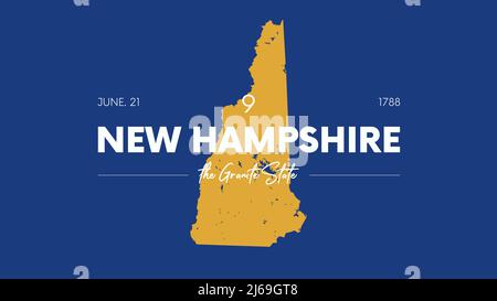 New Hampshire Map Flag. Map of NH, USA with the state flag. United ...