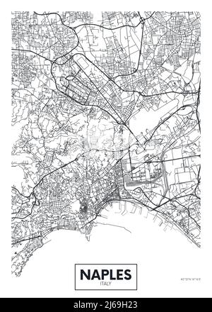 Vector map of Naples. Street map poster illustration. Naples map art ...