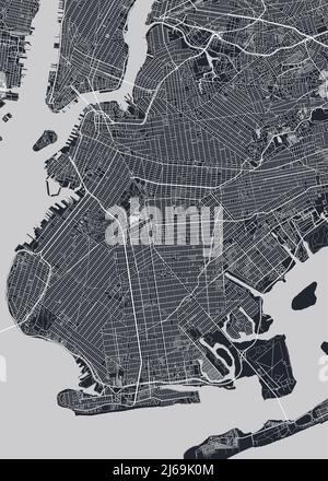 Detailed borough map of Brooklyn New York city, color vector city ...