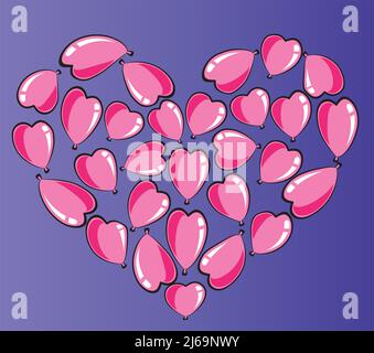 vector drawing heart shape balloons design background Stock Photo - Alamy