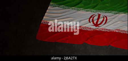Iran flag fabric on plain dark background Stock Photo - Alamy