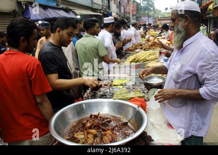 Chawk Bazar iftar market of Dhaka is well known for traditional spicy ...