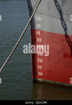 Draft marks on a ship's bow,The draft of a ship's hull is the vertical ...