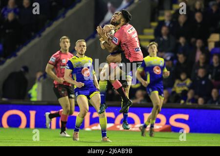 Bevan French of Wigan Warriors wins a ball steal and goes through to ...