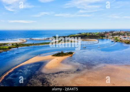 Breakwall Pacific ocean entrance of Wagonga inlet on South coast for ...