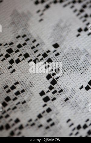 Handmade Greek traditional knitted tablecloth by hand close up ...