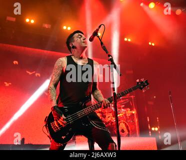Lonny Eagleton of Black Veil Brides performs at the Louder Than Life ...