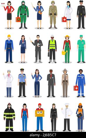 People occupation characters set in flat style isolated on white ...