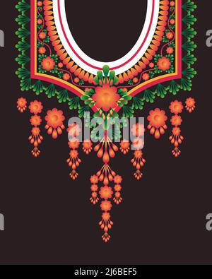 Clothes and wraps. Floral necklace embroidery design for fashion women ...