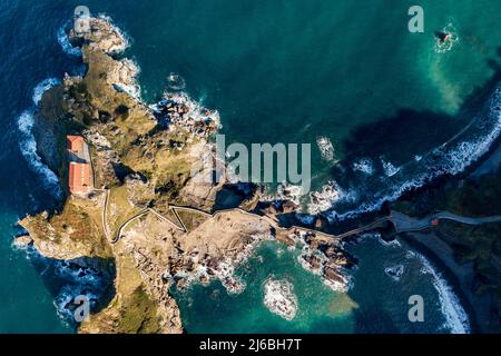 Manmade stairs in San Juan de Gaztelugatxe. Basque Country. Top view ...
