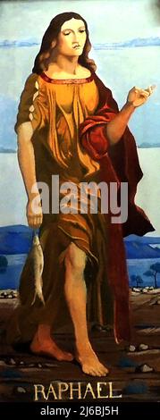 An old coloured religious image of the Archangel GABRIEL also known as ...