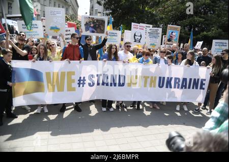 Budapest, Hungary, 30th Apr 2022, Protestors march in Budapest for ...